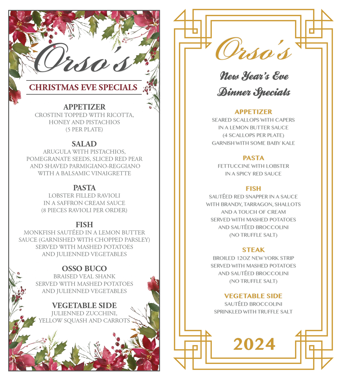 Upcoming Events - Orsos Restaurant